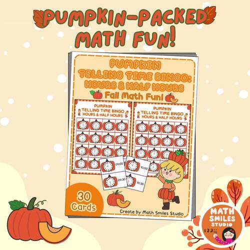 Pumpkin Telling Time Bingo: Hours & Half-Hours | Fall Math Game | 1st ...