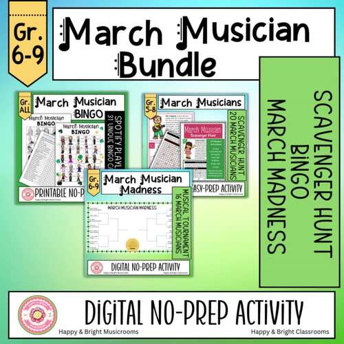 March Composer of the Month Middle School Music Complete Activity ...