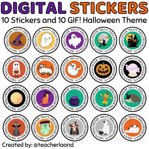 Halloween Cute Digital Stickers by Teacherlaand by Alma Saltron | TPT