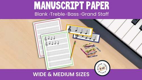 Music Staff Paper Variety Pack Traceable Clefs & Blank Staves in 2 sizes