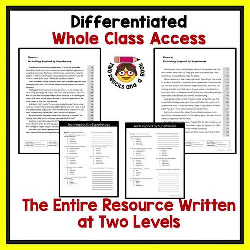 Differentiated Reading Comprehension & Standards-Based Superheroes and ...