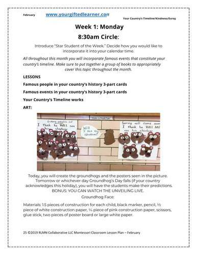 Montessori Lesson Plans Fully Written History Kindness Europe Themes FEB