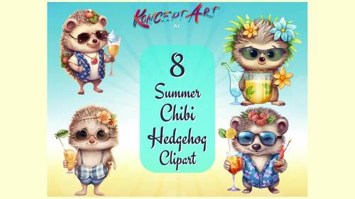 8 Beautiful Summer Hedgehog Clipart by Clipart Bundles | TPT