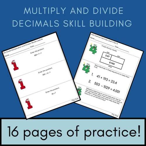 5th Grade Multiplying and Dividing Decimals Skill Building- Accessible ...