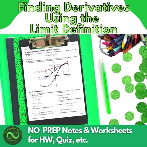 Finding Derivatives Using the Limit Definition - Math Drills Printable ...
