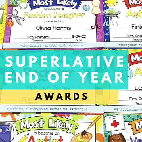 Editable End of Year Class Superlative Award Most Likely to Student Awards