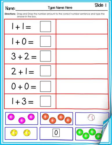 Digital Baseball Addition & Subtraction Facts 0-10 for Google Slides