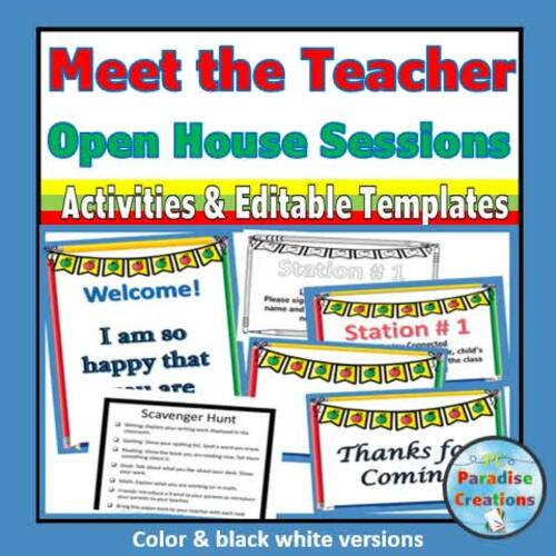 Meet the Teacher Open House Activity Sessions and PowerPoint Editable