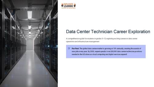 Data Center Technician Career Exploration 101 Grades 4-12 PPTX Slides Job Skills