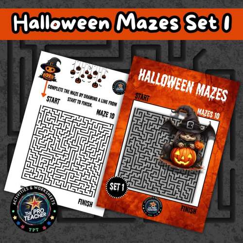 Fun Halloween Mazes Pages - Septembr October Mazes Packet, Halloween ...