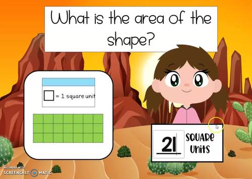 Finding Area using square units Boom Cards distance learning by Madame ...
