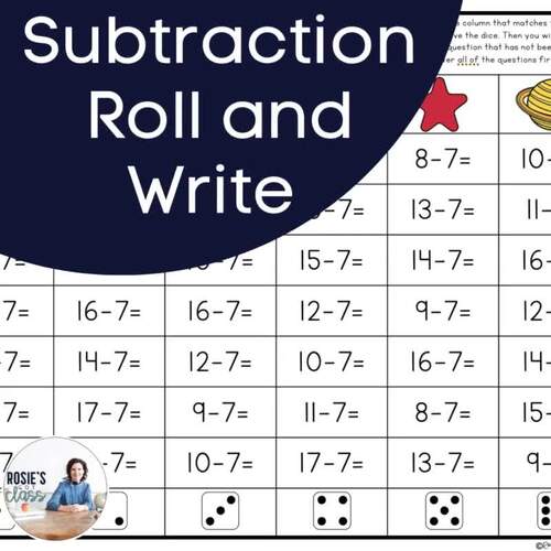 Roll and Write Dice Games for Subtraction within 20 to Build Math Fact ...