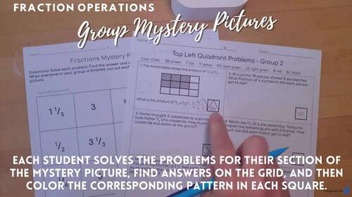 5th Grade Fraction Operations Review Group Mystery Pictures - Color by ...