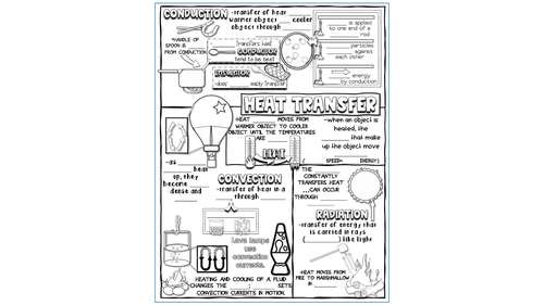 Heat Transfer Doodle Notes & Quiz + PowerPoint by Black-Eyed Susan Science