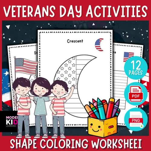 Shape Coloring Veterans Day Activities by ModernKids LearningPress