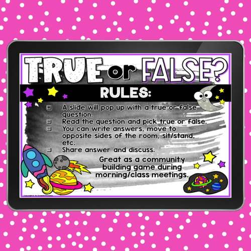 Morning Meeting Games | Space DIGITAL GAME | True or False | TPT