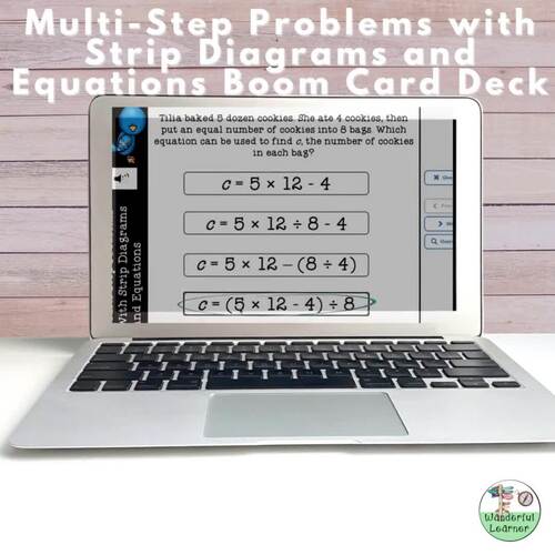 Strip diagrams and equations Multi-step problems Boom™ Cards 4th 5th Audio
