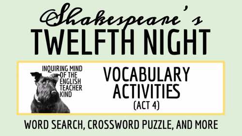 Shakespeare's Twelfth Night Vocabulary Games for High School (Act 4)