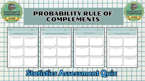 PROBABILITY RULE OF COMPLEMENTS * Statistics Assessment Quiz Test * PDF/PPT