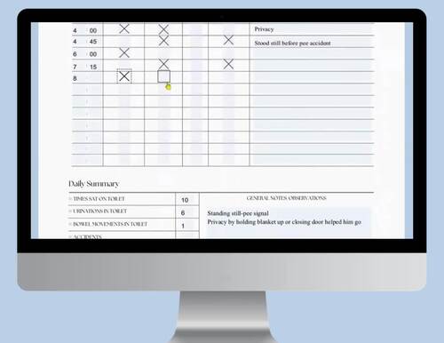 Potty Training Log for Parents | Printable & Fillable Chart | Data Sheet