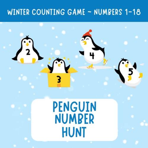 Penguin Number Hunt Game | Winter Preschool Math | Gross Motor Counting ...