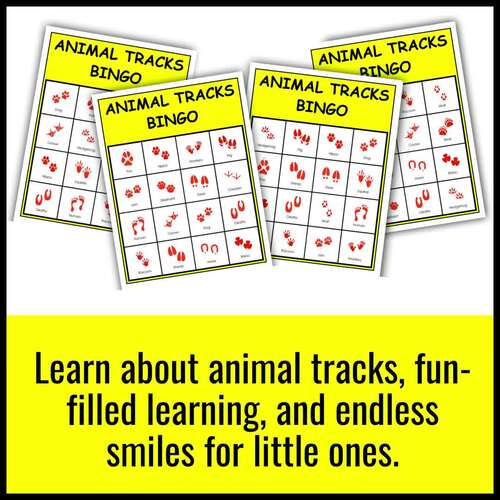 Animal Tracks Bingo Cards - 40 Printable Fun Wildlife Learning Game for ...