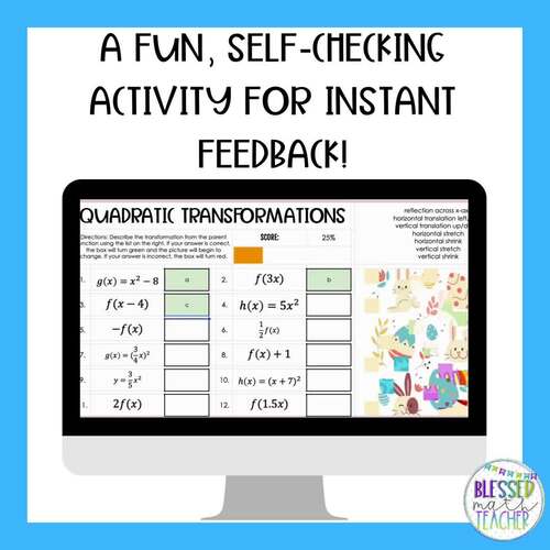 Quadratic Transformations Digital Activity and Worksheet - Easter ...