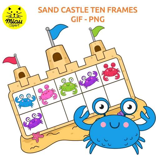 Sandcastle Ten Frames | summer | Math | GIF PNG Clipart by Miau clipart