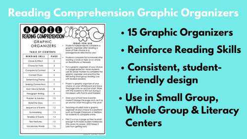 15 April Spring Themed Reading Comprehension Graphic Organizers for Any ...