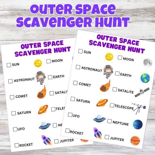 Space Scavenger Hunt Game Interactive Learning Activity for Students