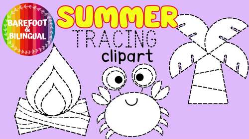 Summer Tracing Clipart - Simple Summer Clipart for Tracing Activities