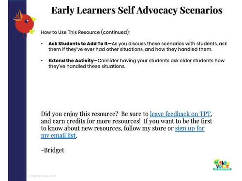 Self Advocacy Skills: Conversation Starters Scenarios for Preschool & K-2