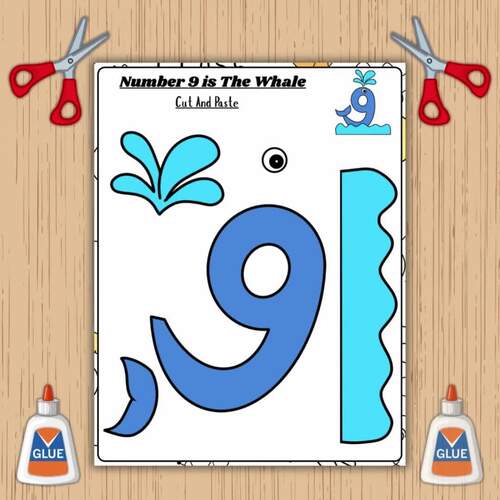 Number 9 is The Whale Craft | Number Craft | Fine Motor & Counting Activity
