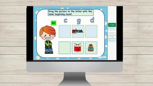 Beginning Sounds Matching Letters and Pictures (Boom Cards with Audio)