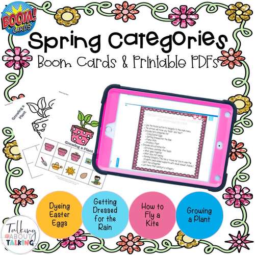 Boom Cards and Static PDF- Spring Categories Speech Therapy | TPT