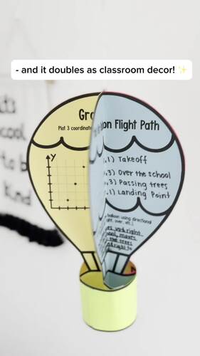 Coordinate Planes Graphing Hot Air Balloon Math Craft - 5th & 6th Grade