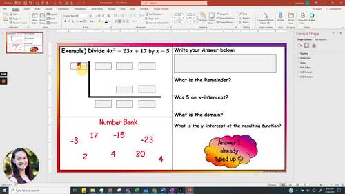 Synthetic Division & Intro to Rational Functions - Digital Drag & Drop