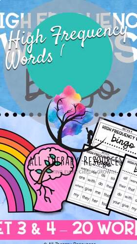 BINGO GAME - High Frequency Words - Sight Words - SET 3 & 4 (20 Words)