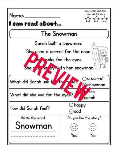Interactive Reading Comprehension Worksheets by CreativeClassPrintables