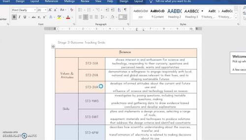 Editable NSW Outcome Stage 3 Tracking Sheets all KLAs by EmsAusTeach