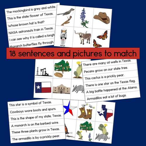 Texas State Symbols Reading Writing Game Board Worksheets & Texas ...