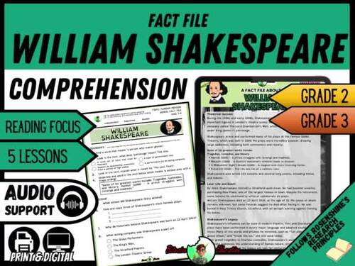 William Shakespeare | Reading Comprehension | Grades 2 and 3 | TPT