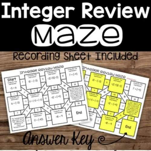 No Prep Integer Review Maze by Thriving Teacher Inc | TPT