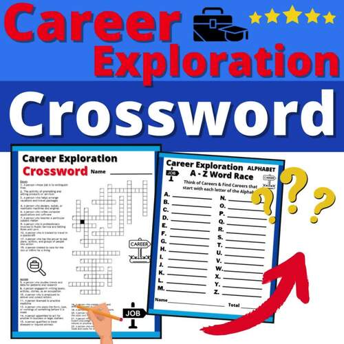 Career Exploration Crossword Puzzle Jobs Careers List Options No Prep ...