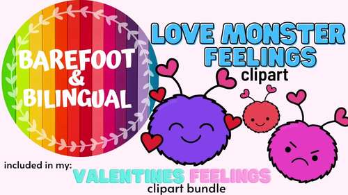 Valentine Love Monster Clipart | Valentines SEL Feelings Clipart