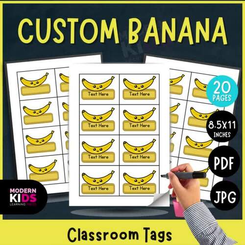 Custom Banana Classroom Tags by ModernKids LearningPress | TPT