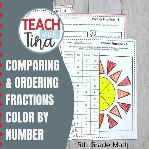 Comparing & Ordering Fractions - Collaborative Coloring Pages - 5th Grade