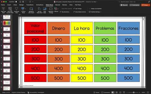 Fin de Año Juego Repaso Matemáticas End of Year Jeopardy Math Review ...