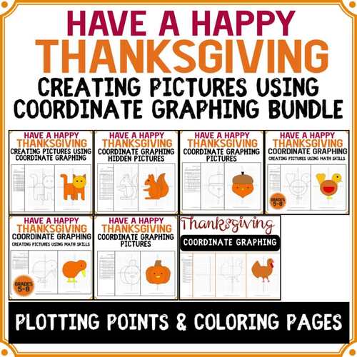 Thanksgiving Coordinate Graphing Hidden Pictures Bundle No Prep | TPT