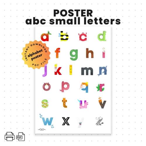 ABC small letters Poster White | Educational Posters | Homeschooling Prints
